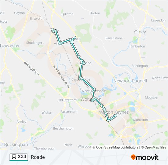 x33 Route: Schedules, Stops & Maps - Roade (Updated)