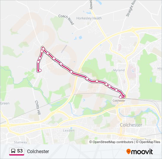 s3 Route: Schedules, Stops & Maps - Colchester (Updated)