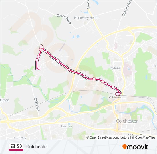 S3 Route: Schedules, Stops & Maps - Colchester (Updated)