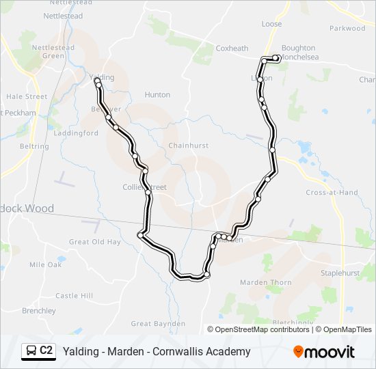 c2 Route: Schedules, Stops & Maps - Yalding (Updated)