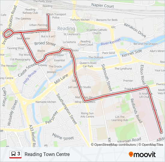 3 Route: Schedules, Stops & Maps - Reading Town Centre (Updated)