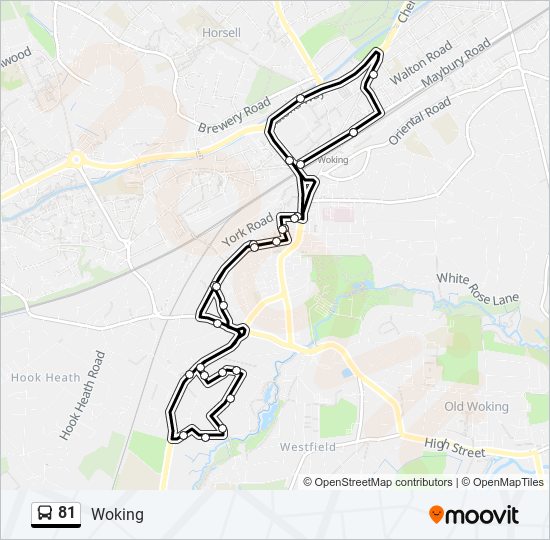 81 Route: Schedules, Stops & Maps - Woking (Updated)