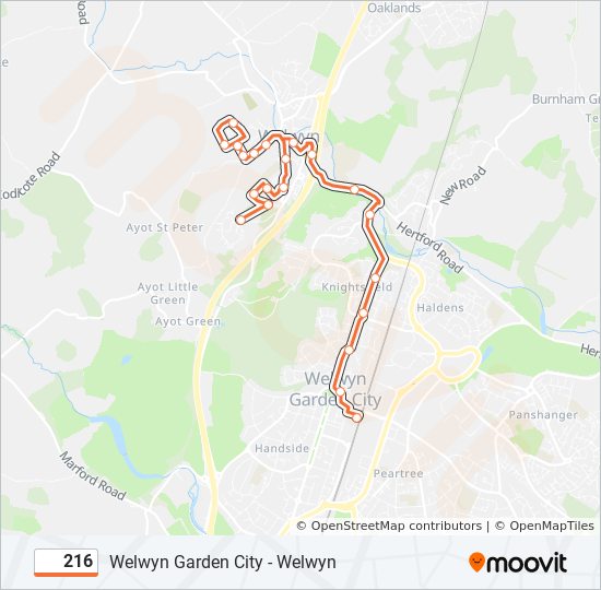 216 Route: Schedules, Stops & Maps - Welwyn Garden City (Updated)