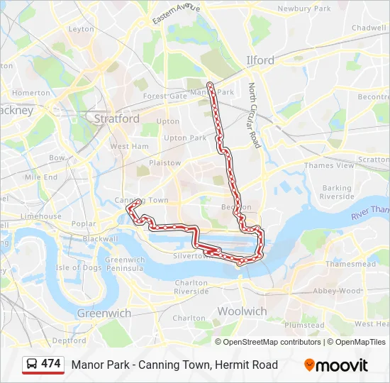 474 Route: Schedules, Stops & Maps - Canning Town, Hermit Road (Updated)