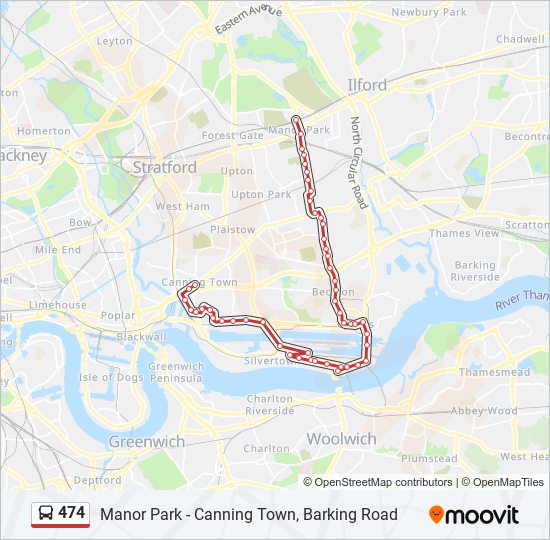 474 Route: Schedules, Stops & Maps - Canning Town, Barking Road (Updated)