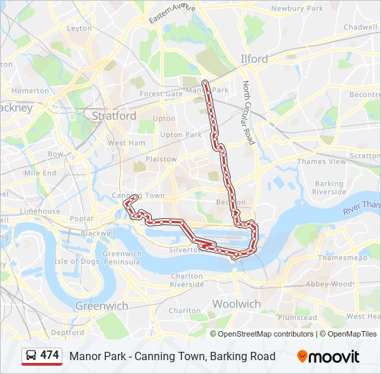 474 Route: Schedules, Stops & Maps - Canning Town, Barking Road (Updated)