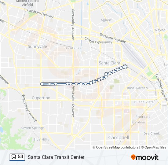 53 Route: Schedules, Stops & Maps - Santa Clara Transit Center (Updated)