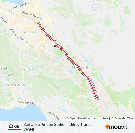 68 Route: Schedules, Stops & Maps - Downtown San Jose