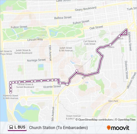 Ruta l bus: horarios, paradas y mapas - Church Station (To Embarcadero ...