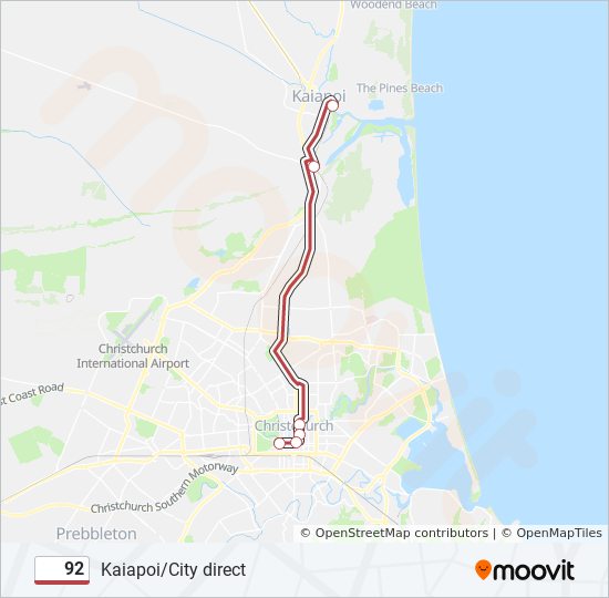 92 Route: Schedules, Stops & Maps - Kaiapoi Direct (Updated)