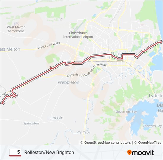 5 Route: Schedules, Stops & Maps - Rolleston Via City (Updated)