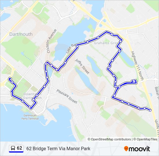 62 Route: Schedules, Stops & Maps - 62 Bridge Term Via Manor Park (Updated)