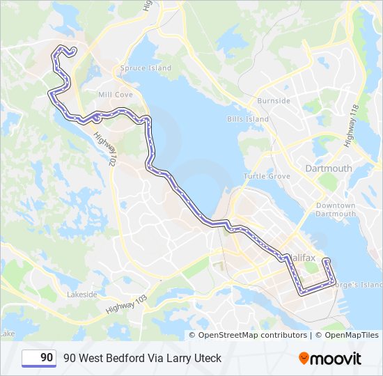90 Route: Schedules, Stops & Maps - 90 West Bedford Via Larry Uteck ...