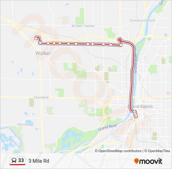 Ruta 33: horarios, paradas y mapas - 3 Mile Rd (Actualizado)