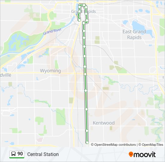 90 Route: Schedules, Stops & Maps - Central Station (Updated)