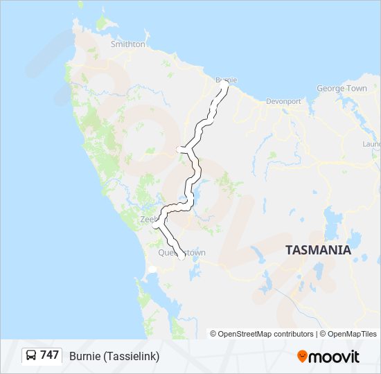 747 Route: Schedules, Stops & Maps - Burnie (Tassielink) (Updated)