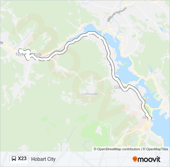 x23 Route: Schedules, Stops & Maps - Hobart City (Updated)