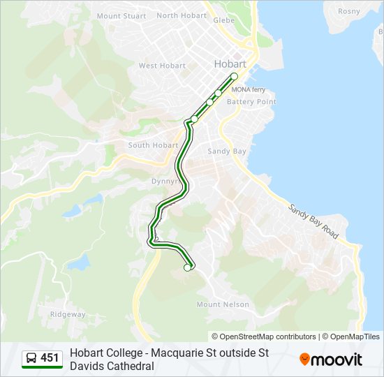 451 Route: Schedules, Stops & Maps - Hobart City (Updated)