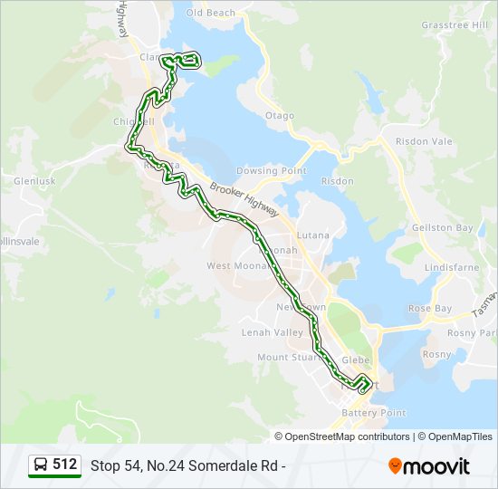 512 Route: Schedules, Stops & Maps - Hobart City (Updated)