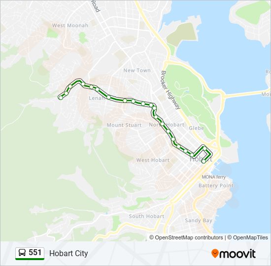 551 Route: Schedules, Stops & Maps - Hobart City (Updated)
