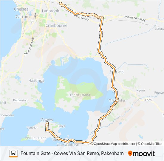 fountain gate cowes via san remo pakenham Route: Schedules, Stops ...
