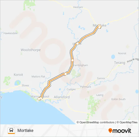 MORTLAKE WARRNAMBOOL VIA BALLANGEICH ELLERSLIE Route: Schedules, Stops ...
