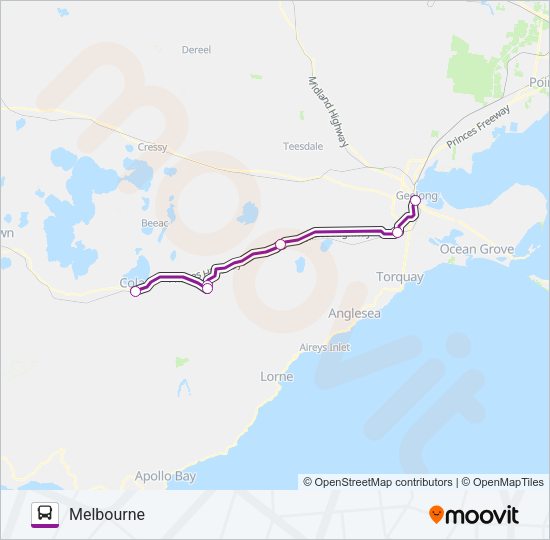 WARRNAMBOOL MELBOURNE VIA GEELONG COLAC Route: Schedules, Stops & Maps ...