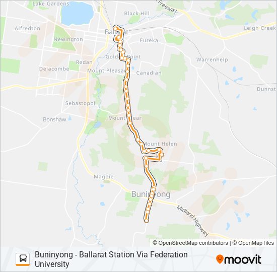 21 Route: Schedules, Stops & Maps - Buninyong (Updated)
