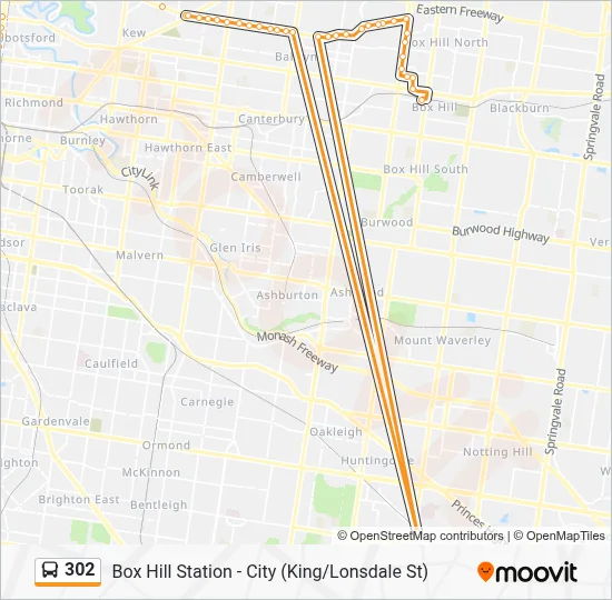 302 Route: Schedules, Stops & Maps - Box Hill Station (Updated)