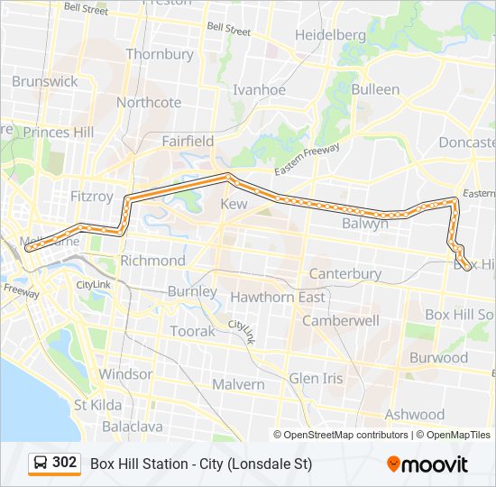 302 Route: Schedules, Stops & Maps - Box Hill Station (Updated)