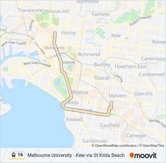 16 Route: Schedules, Stops & Maps - Melbourne University Via St Kilda ...