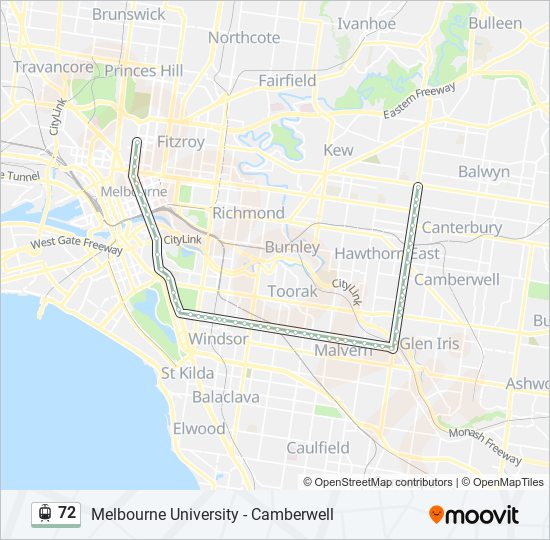 72 Route: Schedules, Stops & Maps - Melbourne University (Updated)