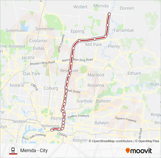 MERNDA Route: Schedules, Stops & Maps - Mernda (Updated)