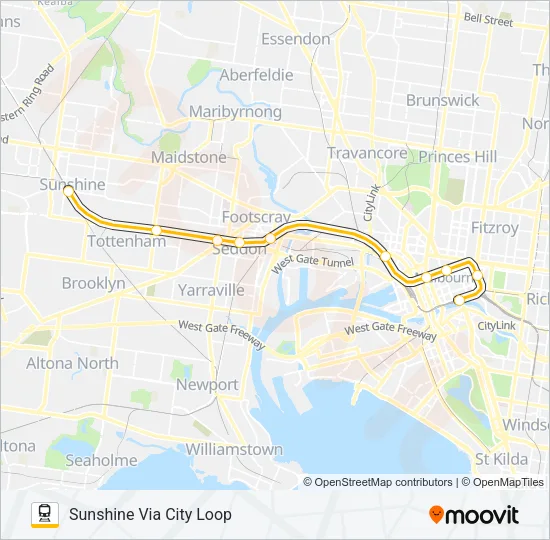 SUNBURY Route: Schedules, Stops & Maps - Sunshine Via City Loop (Updated)
