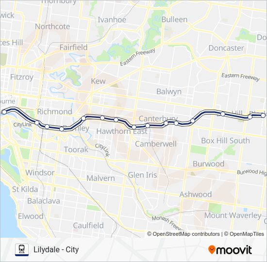 LILYDALE Route: Schedules, Stops & Maps - Blackburn (Updated)