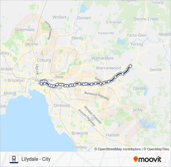 lilydale Route: Schedules, Stops & Maps - Flinders Street Via City Loop ...