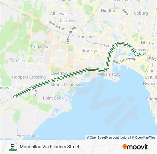 WERRIBEE Route: Schedules, Stops & Maps - Mordialloc Via Flinders ...