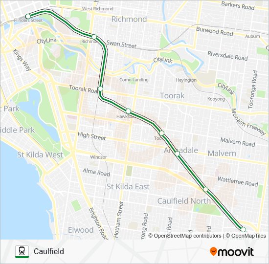 Línea frankston: horarios, paradas y mapas - Caulfield (Actualizado)