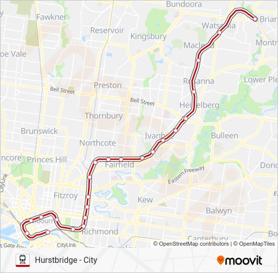 HURSTBRIDGE Route: Schedules, Stops & Maps - Greensborough Via City ...