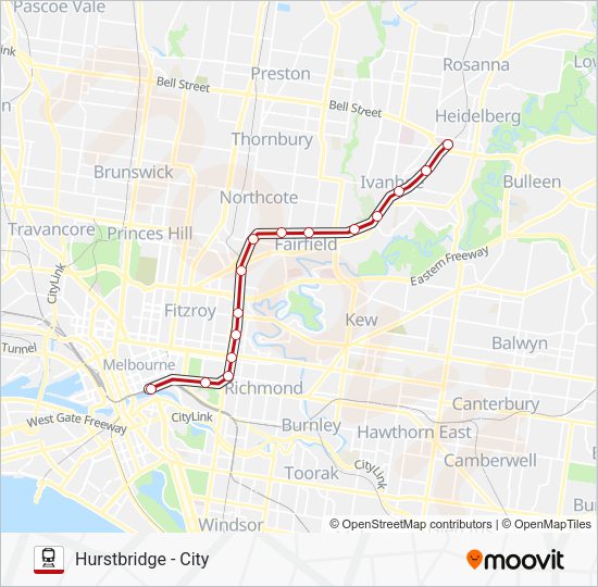 Línea hurstbridge: horarios, paradas y mapas - Heidelberg (Actualizado)