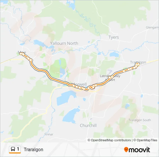1 Route: Schedules, Stops & Maps - Traralgon (Updated)