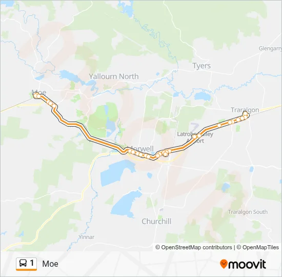 1 Route: Schedules, Stops & Maps - Moe (Updated)