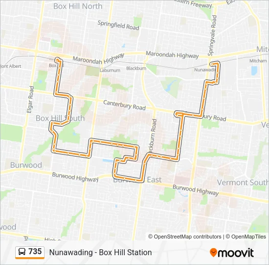 735 Route: Schedules, Stops & Maps - Box Hill Station (Updated)