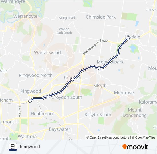 LILYDALE Route: Schedules, Stops & Maps - Ringwood (Updated)