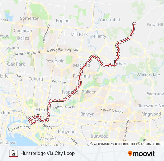 HURSTBRIDGE Route: Schedules, Stops & Maps - Hurstbridge Via City Loop ...