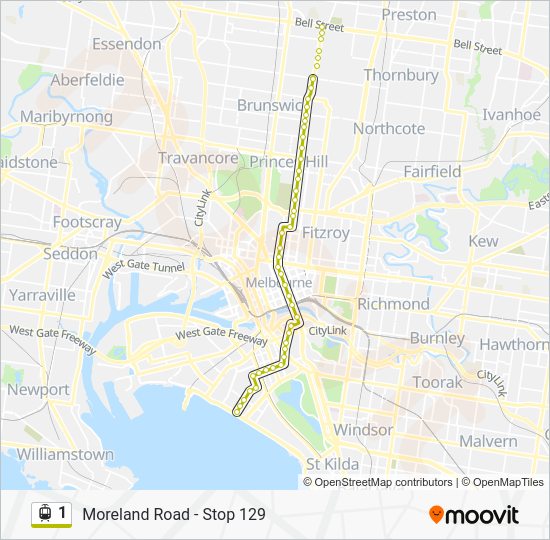 1 Route: Schedules, Stops & Maps - Moreland Road - Stop 129 (Updated)