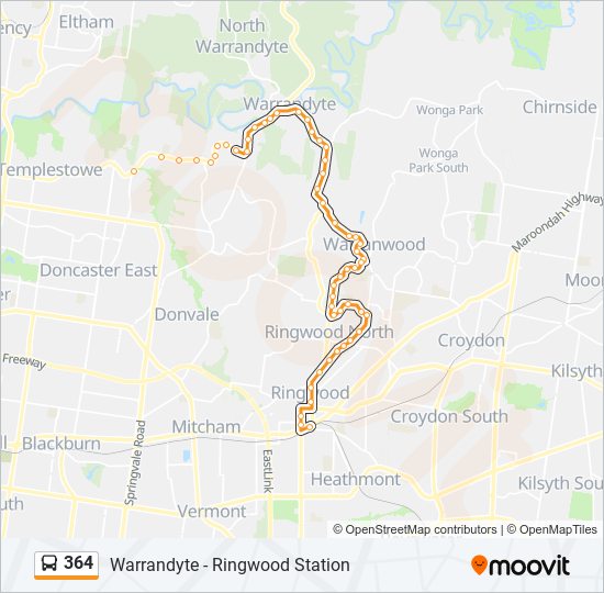 364 Route: Schedules, Stops & Maps - Warrandyte (Updated)