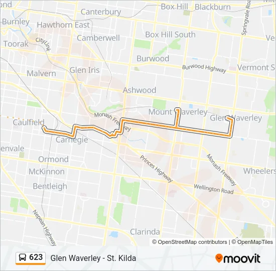 623 Route: Schedules, Stops & Maps - Glen Waverley (Updated)