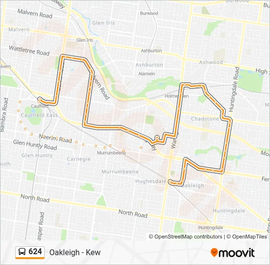 624 Route: Schedules, Stops & Maps - Caulfield Station (Updated)
