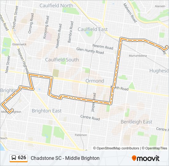 626 Route: Schedules, Stops & Maps - Middle Brighton (Updated)